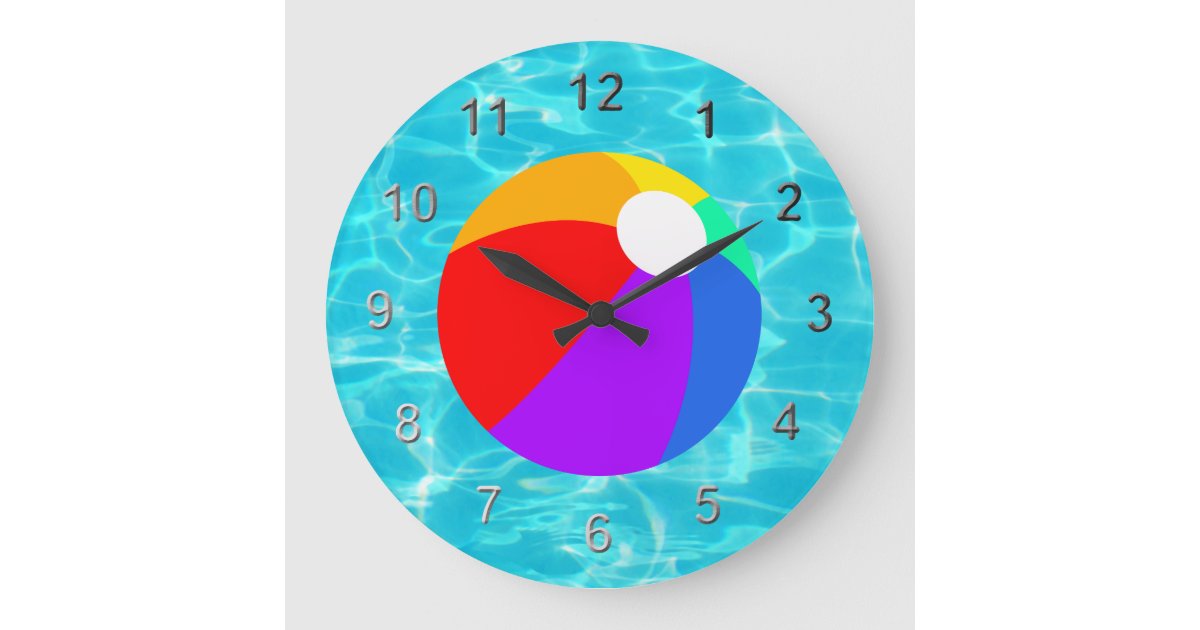 Summer Beach Ball Large Clock | Zazzle
