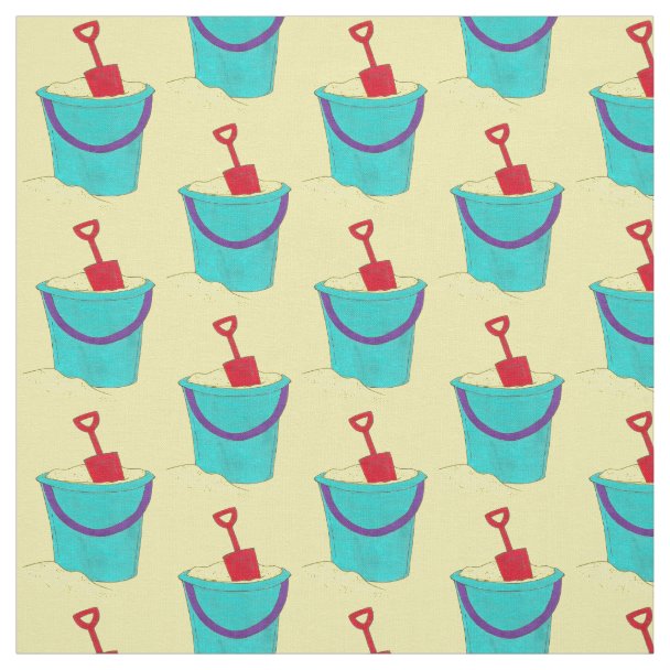 Sand Toys Summer Beach Ball Bucket Pail Castle Fabric | Zazzle