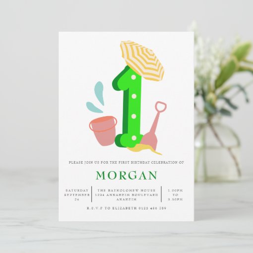Summer Beach Gender Neutral 1st Birthday Party Invitation | Zazzle