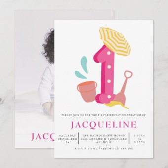 Summer Beach Girls 1st Birthday Party Invitation | Zazzle