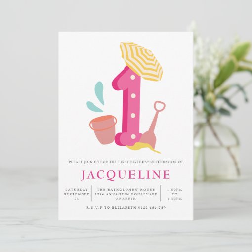 Summer Beach Girls 1st Birthday Party Invitation | Zazzle