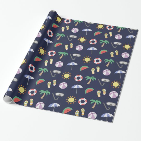 Summer Beach Holiday Pattern Wrapping Paper | Zazzle.com