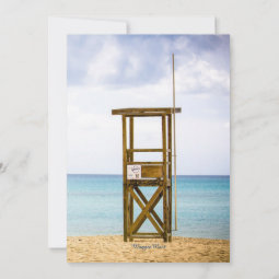 Summer Beach Lifeguard Blue Birthday Invitation | Zazzle