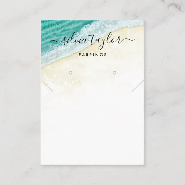 Summer Beach Ocean calligraphy necklace display Business Card | Zazzle