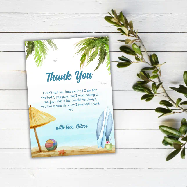 Summer Beach Ocean Surfboard Baby Shower Thank You Card | Zazzle