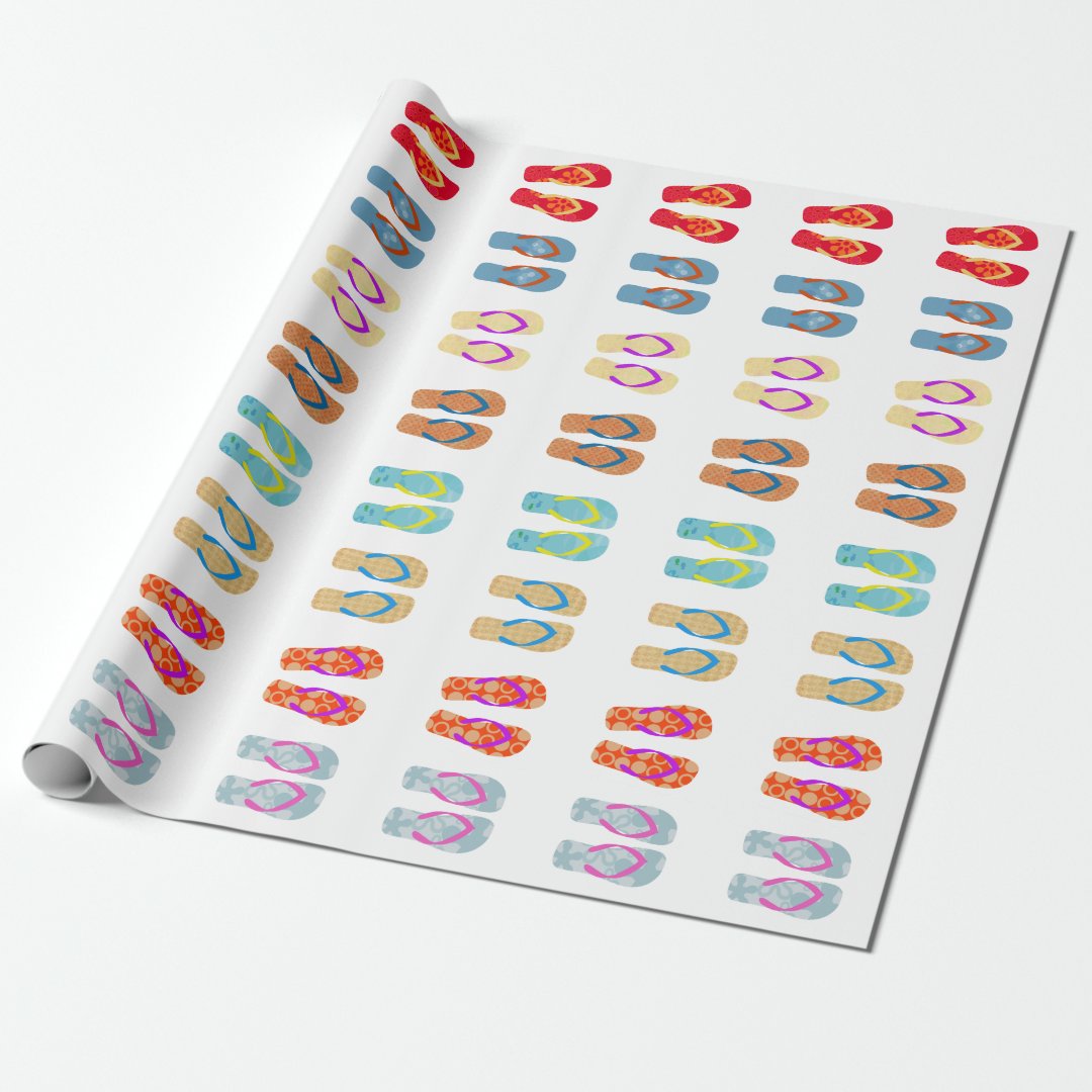 Summer Beach Party Flip Flops Wrapping Paper | Zazzle