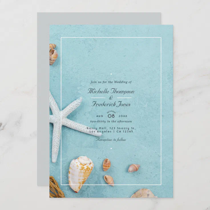 Summer Beach QR Code RSVP Wedding Invitation | Zazzle