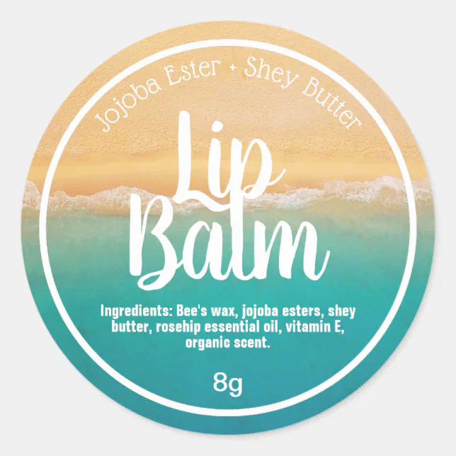 Summer Beach Sand Water Lip Balm Pot Labels | Zazzle