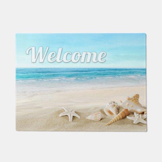 Summer Beach Sea Shell Starfish Welcome Outdoor Doormat | Zazzle.com
