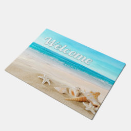 Summer Beach Sea Shell Starfish Welcome Outdoor Doormat | Zazzle