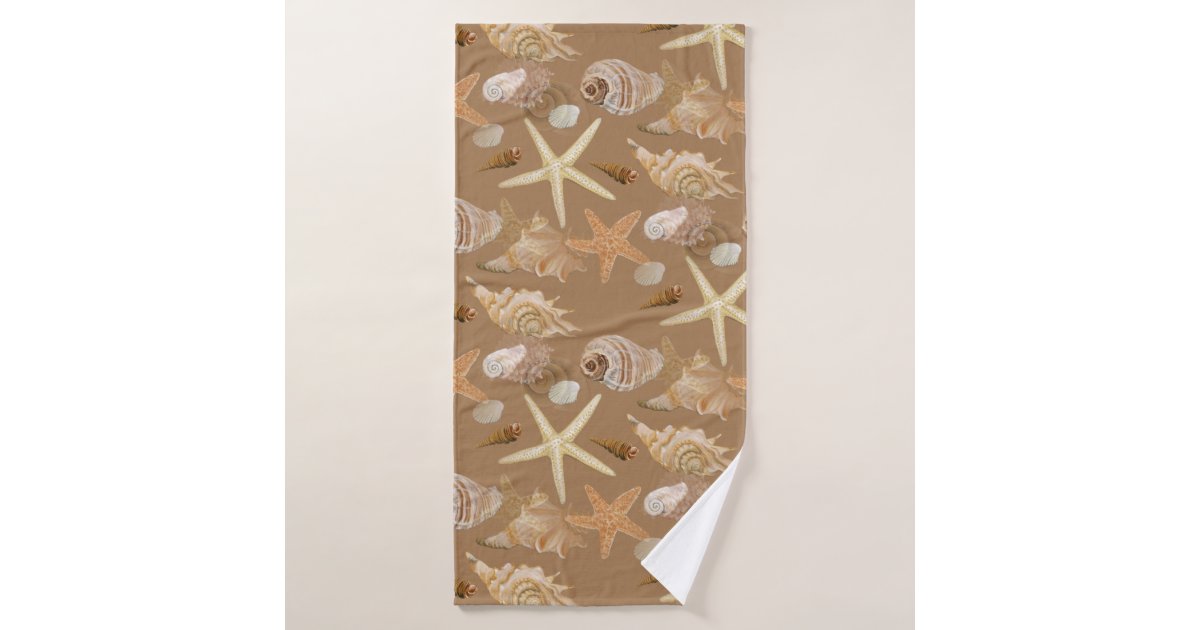 Summer Beach Seashell Collection Watercolor Art Wa Bath Towel | Zazzle