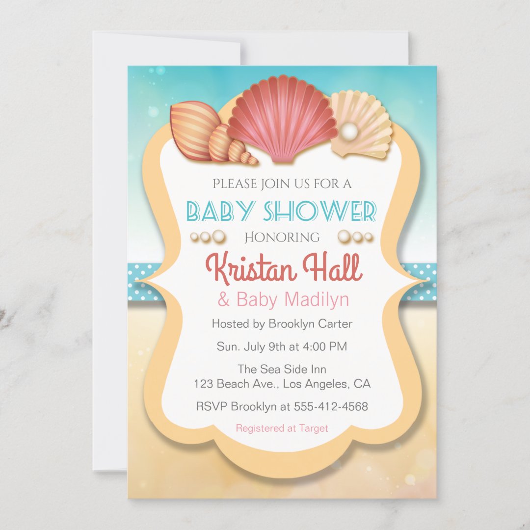 Summer Beach Shell Baby Shower Invitation | Zazzle