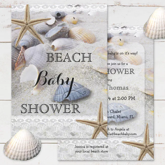 Summer Beach Shells Baby Shower Invitation | Zazzle