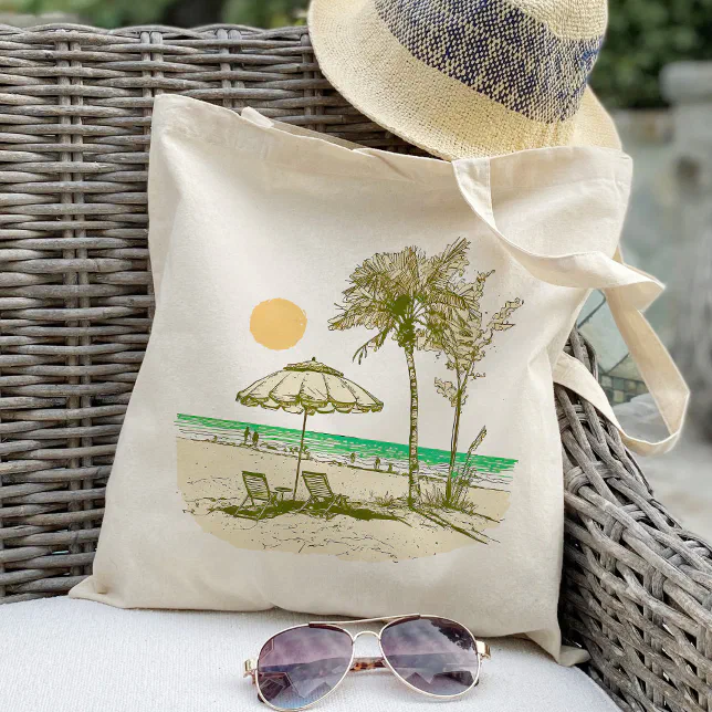 Summer Beach Sun Palm Tree Umbrella Tote Bag | Zazzle