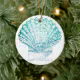 summer beach teal blue watercolor mermaid seashell ceramic ornament ...
