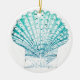summer beach teal blue watercolor mermaid seashell ceramic ornament ...