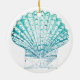 summer beach teal blue watercolor mermaid seashell ceramic ornament ...