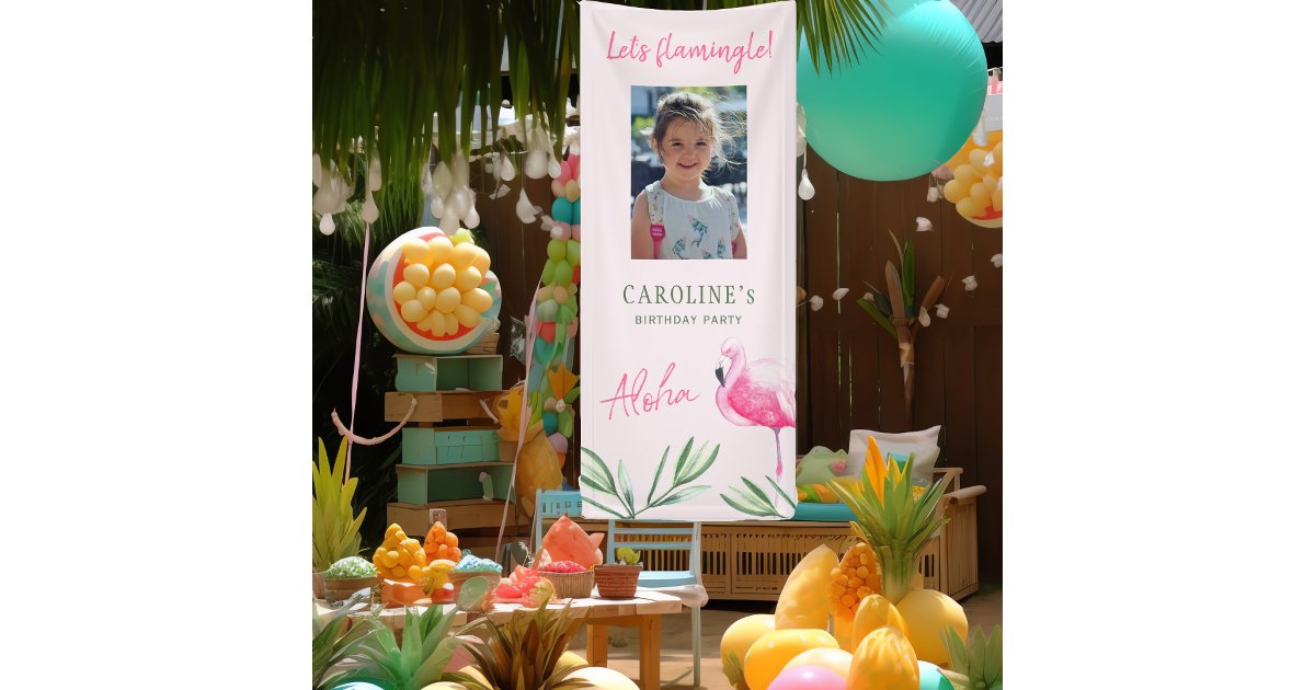 Summer beach tropical birthday party photo banner | Zazzle