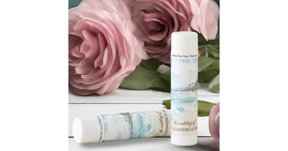 Summer Beach Watercolor Coastal Wedding Favor Lip Balm | Zazzle