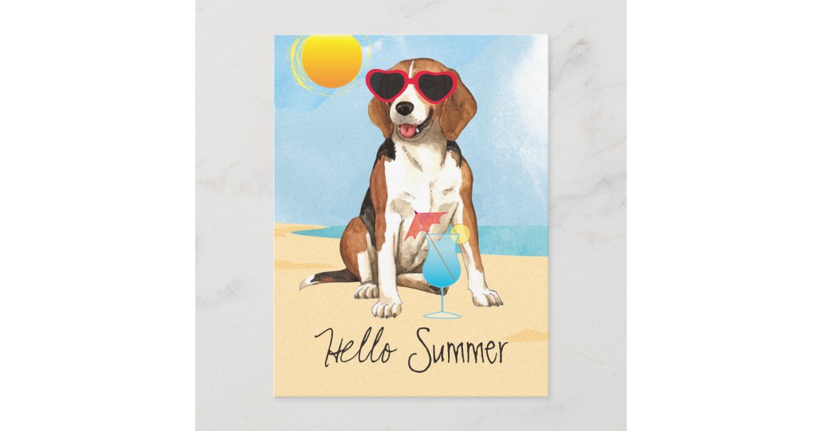 Summer Beagle Postcard | Zazzle