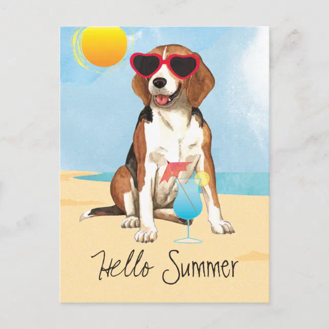 Summer Beagle Postcard | Zazzle