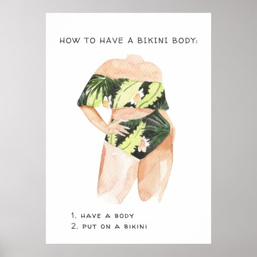 Summer Bikini Body | Watercolor Illustration Poster | Zazzle