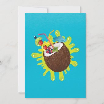 Summer Birthday Pool Party coconut Invitation | Zazzle