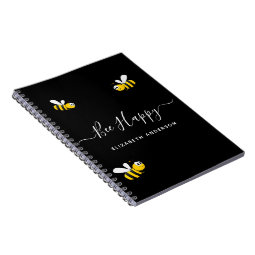 Summer black custom name bees college ruled notebook | Zazzle
