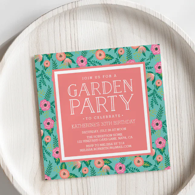 Summer Blooms Garden Party Invitation | Zazzle