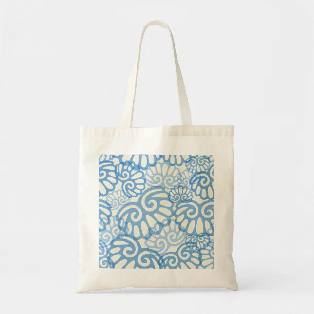 Summer Blue Seashell Beach Tote Bag | Zazzle