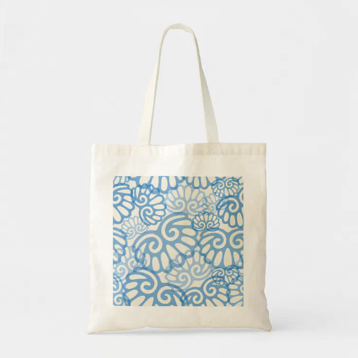 Summer Blue Seashell Beach Tote Bag | Zazzle