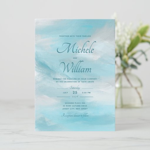 Summer Blue Sky White Clouds Wedding Invitation | Zazzle