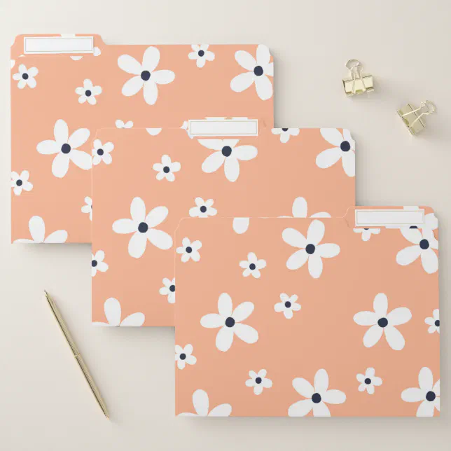 Summer Boho White Daisy Flowers File Folder | Zazzle