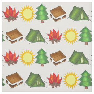 Camping and Trees Fabric | Zazzle