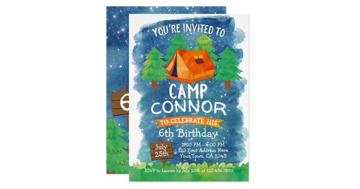 Summer Camp , Camping Birthday Invitation | Zazzle.com