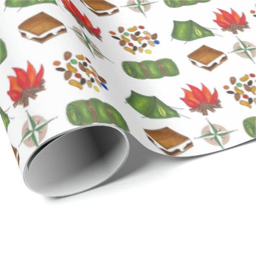 Summer Camp Camping Fire Tent Sleeping Bag Wrapping Paper | Zazzle