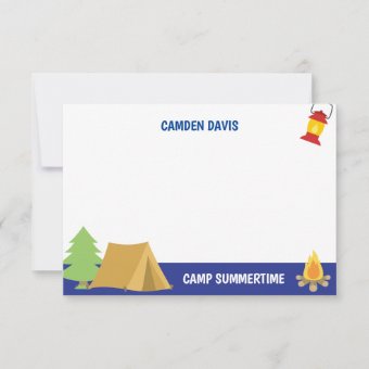 Summer Camp Personalized Flat Note Cards | Zazzle