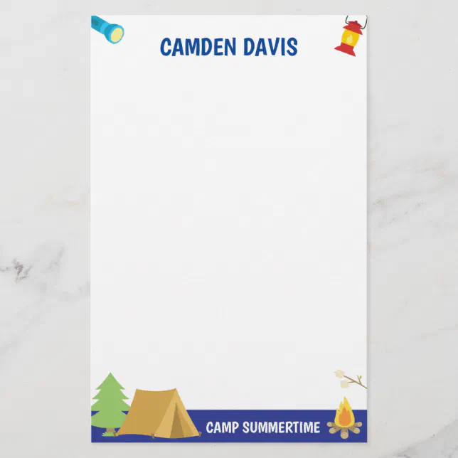 Summer Camp Personalized Stationery | Zazzle