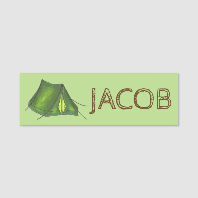 Summer Camp Tent Sleepover Camping Equipment Name Tag | Zazzle