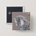 Summer Carousel Horse Drawing Square Button | Zazzle