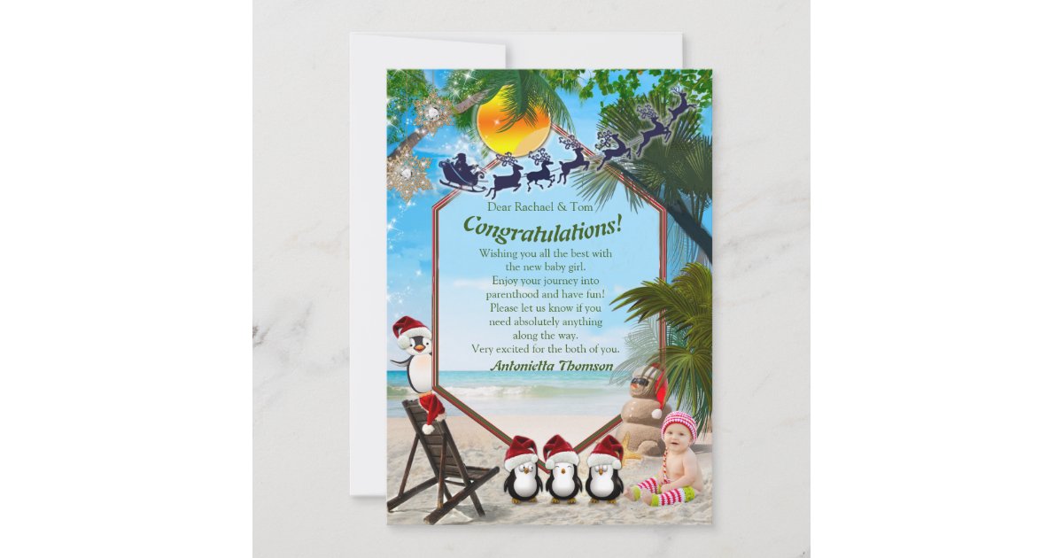 Summer Christmas Baby Shower Congrats card | Zazzle