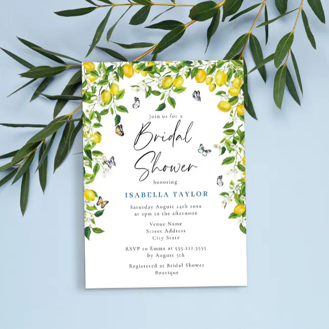 Summer Citrus Lemon Bridal Shower Invitation | Zazzle