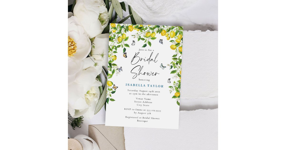 Summer Citrus Lemon Bridal Shower Invitation | Zazzle