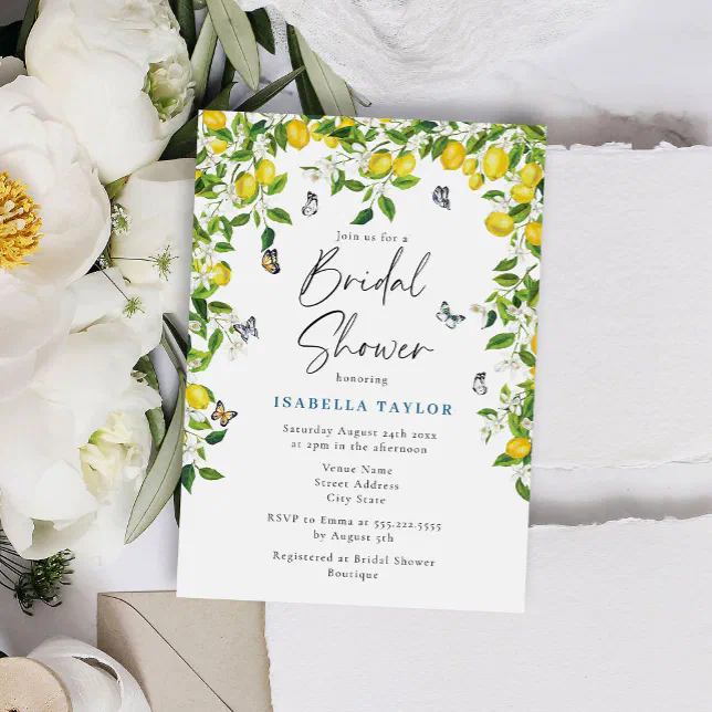 Summer Citrus Lemon Bridal Shower Invitation | Zazzle