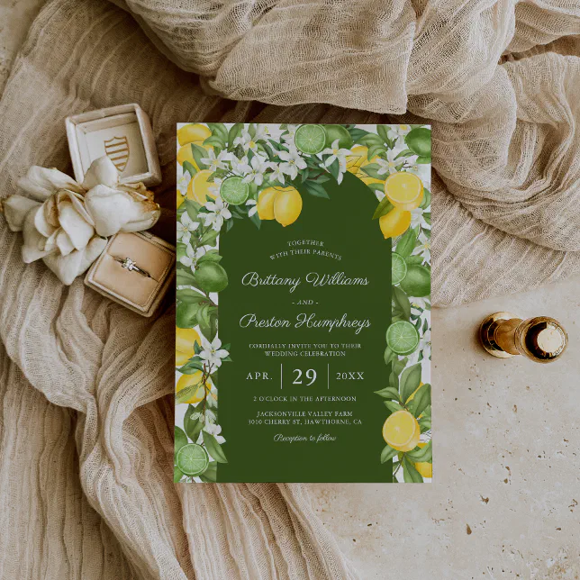 Summer Citrus Lemon Lime Wedding Invitation | Zazzle