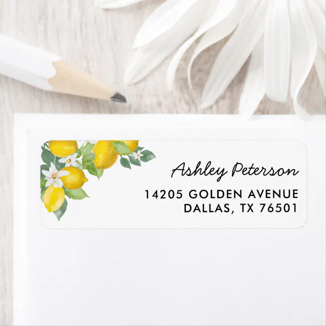 Summer Citrus Lemon Theme Party Address Label | Zazzle
