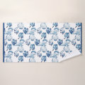 Summer Coastal Beach Seaside Navy Blue Seashell Bath Towel Set | Zazzle