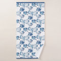 Summer Coastal Beach Seaside Navy Blue Seashell Bath Towel Set | Zazzle