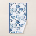 Summer Coastal Beach Seaside Navy Blue Seashell Bath Towel Set | Zazzle