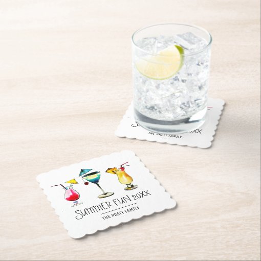 Summer Cocktail custom Paper Coaster | Zazzle